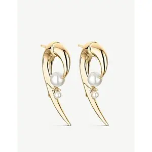 SHAUN LEANE Cherry Blossom Hook Pearl And Yellow Vermeil Earrings - Gold