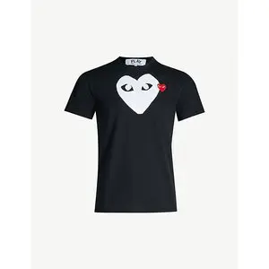 Play Comme Des Garcon Heart-logo Cotton-jersey T-shirt - Black