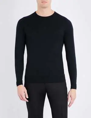 John Smedley Lundy Crewneck Wool Jumper - Black