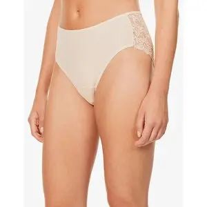 Hanro Moments Stretch-lace Maxi Briefs - Beige