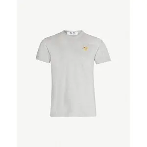 Play Comme Des Garcon Logo-embroidery Cotton-jersey T-shirt - Grey