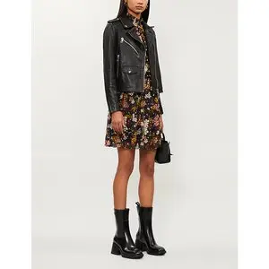 Whistles Agnes Zip-through Leather Biker Jacket