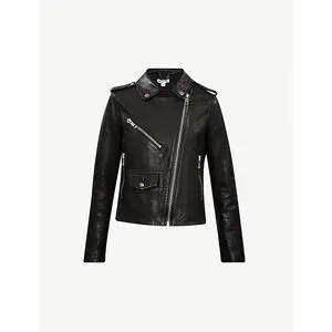 Whistles Agnes Zip-through Leather Biker Jacket