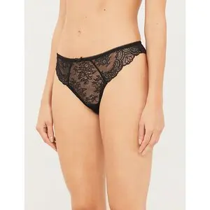 AUBADE Danse Des Sens Low-rise Floral-lace Thong - Black