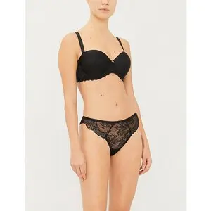 AUBADE Danse Des Sens Low-rise Floral-lace Thong - Black