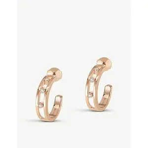Messika Move 18ct Rose Gold And Diamond Hoop Earrings - Pink