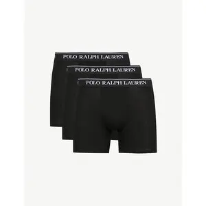 Polo Ralph Lauren Pack Of Three Classic-fit Stretch-cotton Boxer Briefs - Black