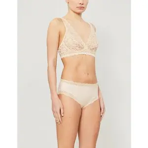 Hanro Moments Soft-cup Stretch-lace Bra - Beige