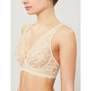 Hanro Moments Soft-cup Stretch-lace Bra - Beige