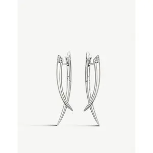 SHAUN LEANE Crossover Diamond And Sterling Drop Earrings - Silver