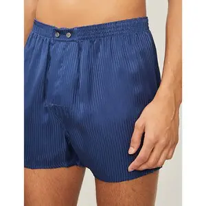 Derek Rose Woburn Classic-fit Silk Boxers - Navy