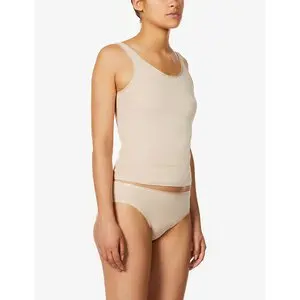 Hanro Seamless Midi Mid-rise Cotton-jersey Briefs - Beige