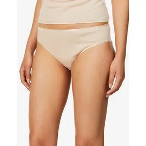 Hanro Seamless Midi Mid-rise Cotton-jersey Briefs - Beige