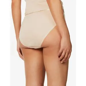 Hanro Seamless Midi Mid-rise Cotton-jersey Briefs - Beige