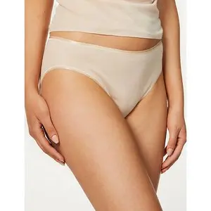 Hanro Seamless Midi Mid-rise Cotton-jersey Briefs - Beige
