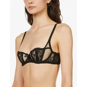 Agent Provocateur Rozlyn Balconette Mesh And Lace Underwired Bra - Black