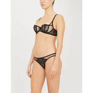 Agent Provocateur Rozlyn Balconette Mesh And Lace Underwired Bra 38c Rozlyn Black