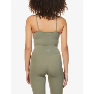 ADANOLA Tank Round-neck Stretch-jersey Bralette - Olive Green