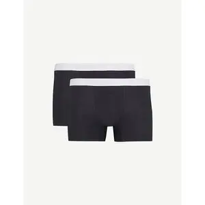 Hanro Pack Of Two Cotton Essentials Stretch-cotton Trunks - Black / Grey