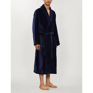 Derek Rose Tritan Cotton Dressing Gown - Navy