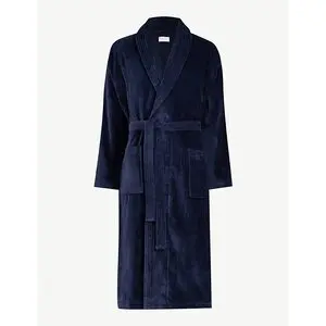 Derek Rose Tritan Cotton Dressing Gown - Navy