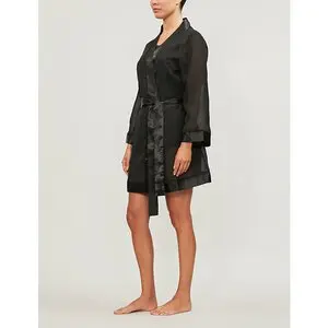 Bluebella Satin-trim Chiffon Kimono - Black
