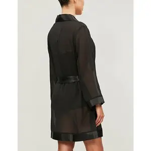 Bluebella Satin-trim Chiffon Kimono - Black
