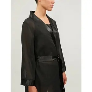 Bluebella Satin-trim Chiffon Kimono - Black