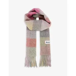 Acne Studios Vally Checked Wool-blend Scarf Fuschia Lilac Pink