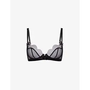 Agent Provocateur Lorna Scalloped Mesh Underwired Bra - Black/pink