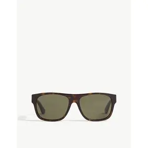 Gucci Havana Gg0341s Rectangle-frame Sunglasses - Brown