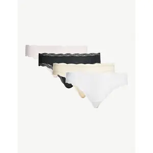STRIPE & STARE Pack Of Four Lace Stretch-jersey Briefs - Basics