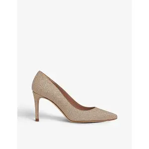 LK BENNETT Floret Pointed-toe Glitter-woven Courts Gol-gold