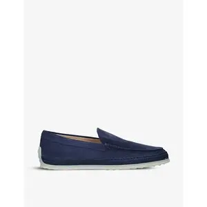 TOD'S Suede Loafers With Raffia Midsole