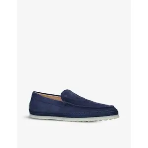 TOD'S Suede Loafers With Raffia Midsole