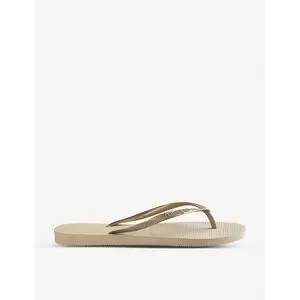Havaianas Logo-embellished Rubber Flip-flops - Slim Sand Grey