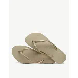 Havaianas Logo-embellished Rubber Flip-flops - Slim Sand Grey