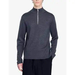 Sandro Half-zip Wool Jumper - Midnight Blue