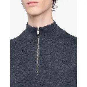 Sandro Half-zip Wool Jumper - Midnight Blue