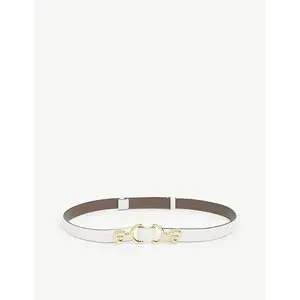 Maje Maje Embossed Leather Slim Belt Blanc