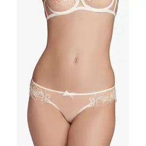 Agent Provocateur Lindie Embroidered Floral Mesh Briefs