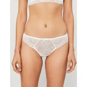AUBADE Danse Des Sens Low-rise Strech-lace Embroidered Thong - Opale