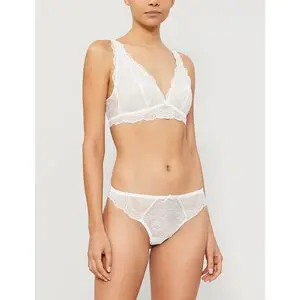 AUBADE Danse Des Sens Low-rise Strech-lace Embroidered Thong - Opale