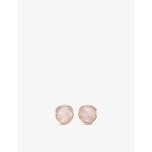 Monica Vinader Siren Rose Quartz Stud Earrings - Gold