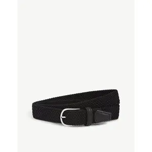Anderson's Woven Elastic And Leather Belt - Black