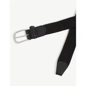 Anderson's Woven Elastic And Leather Belt - Black