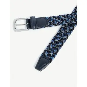 Anderson's Multi Woven Elasticated Belt - Navy/grey/silver/blue