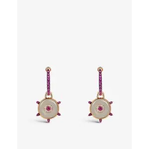 NADINE AYSOY Celeste Jade And Sapphire Huggie Earrings - 18kt Rose Gold