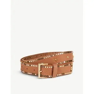 Zadig&Voltaire Starlight Studded Leather Belt Camel