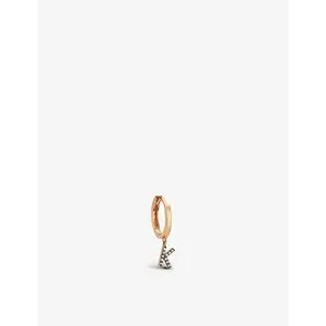 LA MAISON COUTURE Selda 'k' Initial Diamond Huggie Earring - Rose Gold